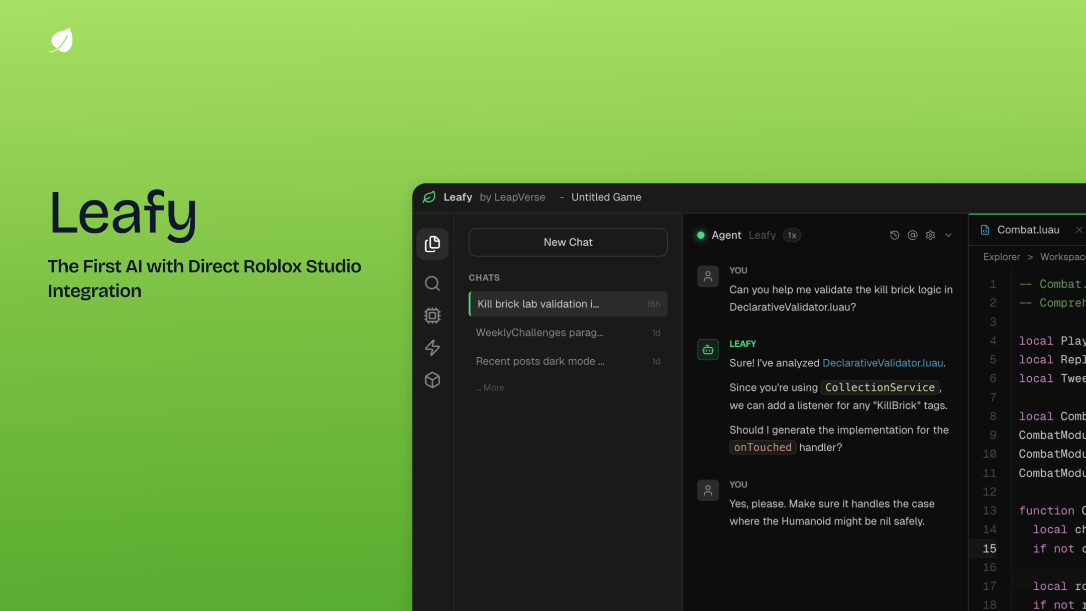 Introducing Leafy: AI-Powered Development Inside Roblox Studio ...